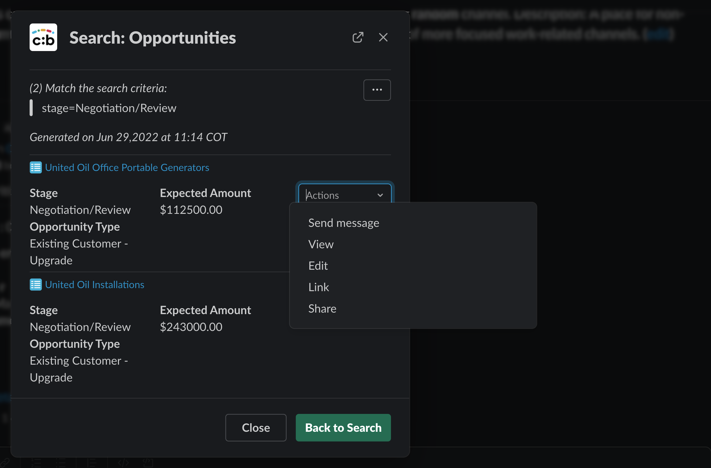 Slack Modals surface with interactive views in Chat:Bridge